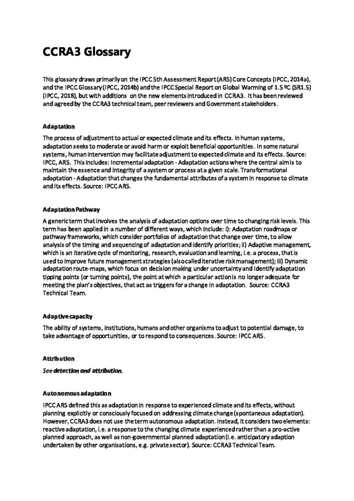 Glossary (CCRA3-IA) - UK Climate Risk