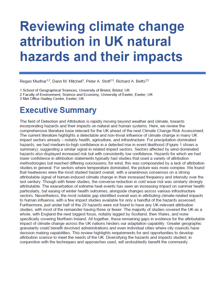 Inception reports - UK Climate Risk